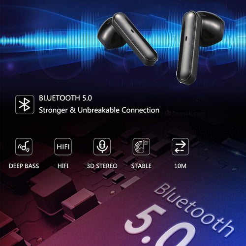 Conekt Buds Alpha Black Wireless Earpods with Heavy Bass